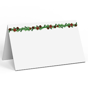 Christmas Name Tents, Seating Cards, Table Tent Cards, Food Tent Labels - 25 Pack, Easy to Write, 3.5×2 Inches, Christmas Party Decorations SDJ02