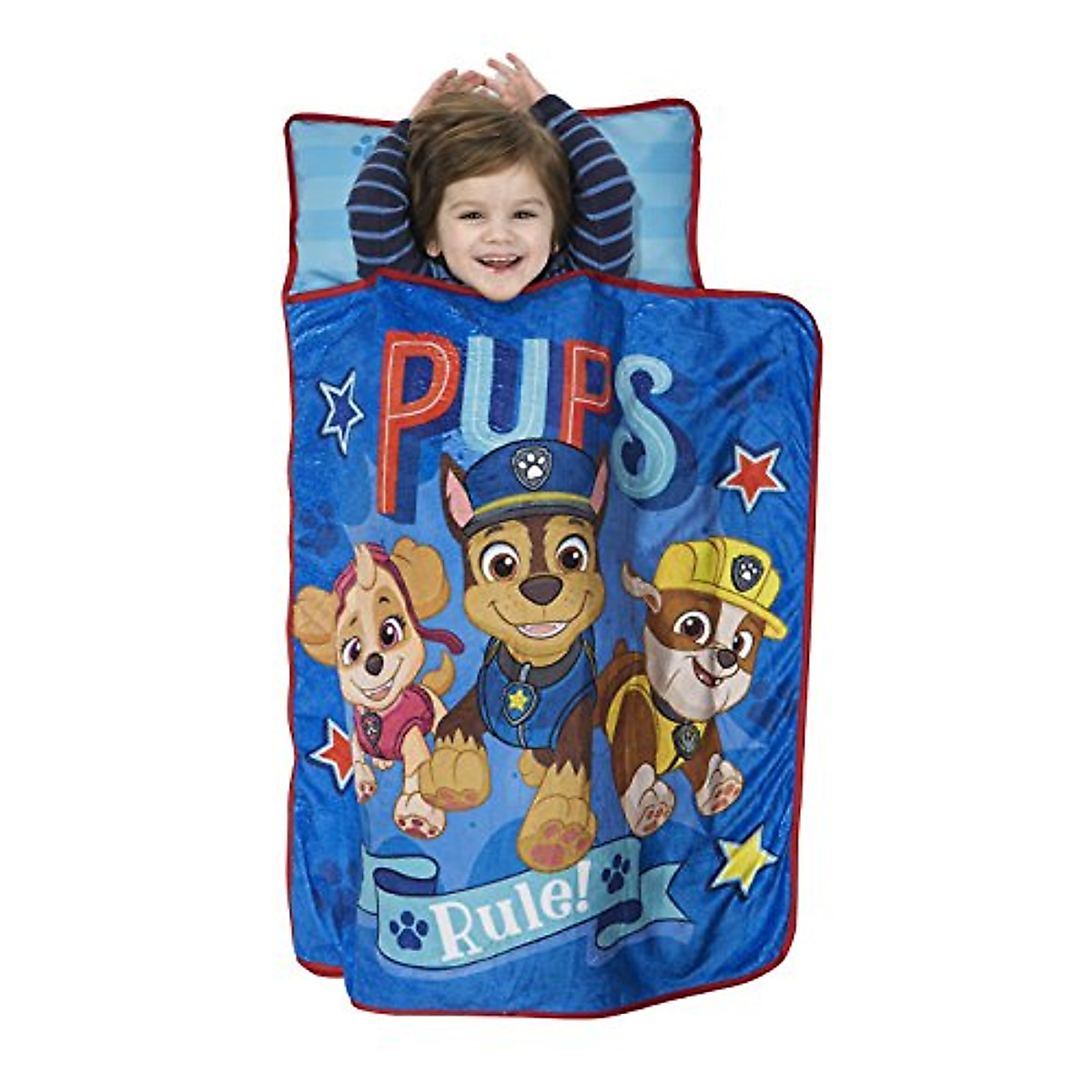 Paw Patrol We're A Team Toddler Nap-Mat Set - Includes Pillow and Fleece Blanket – Great for Girls or Boys Napping During Daycare or Preschool - Fits Toddlers