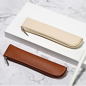 MetaProDAO Pencil Bag Pen Case Cosmetic Makeup Bag Pen Pencil Stationery Pouch Bag Case/PU Leather Small Pencil Pouch Students Stationery Pouch Zipper Bag for Pens, Pencils, Markers (grey)