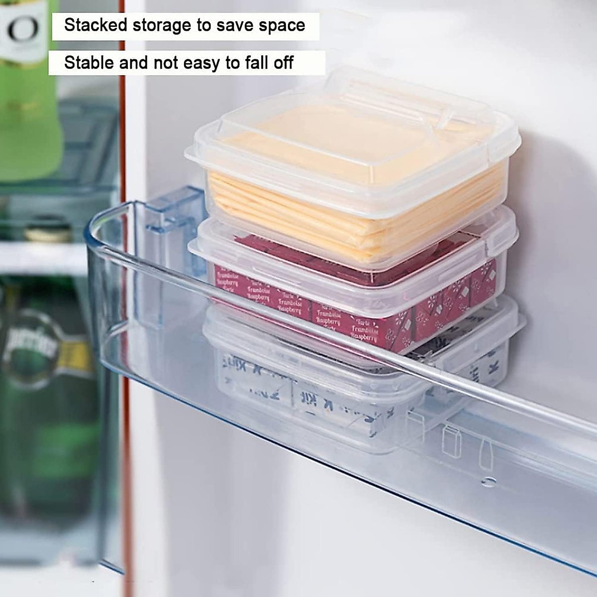 2PCS Sliced Cheese Container for Fridge with Flip Lid,Butter Block Cheese Slice Storage Box,Portable Leakproof Clear Flip Top Storage Box,Vegetable and Fruit Fresh-Keeping Box Food Container Sets