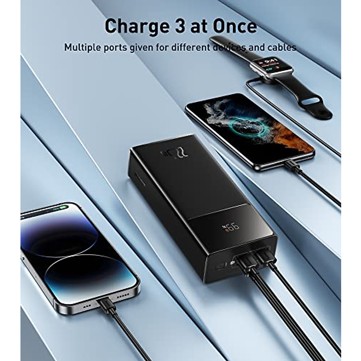 Baseus 30000mAh Portable Charger, 22.5W Power Bank Fast Charging Battery Pack with 2 USB-A, 1 USB-C and 1 Micro USB Ports Compatible with iPhone, iPad, AirPods, Switch, Samsung Devices, and More