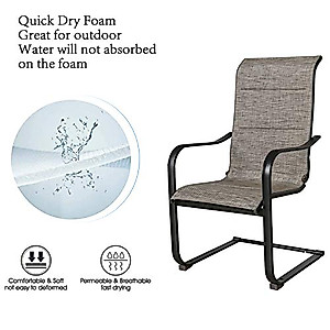Ulax Furniture Outdoor Dining Chairs Padded Patio Metal Spring Motion Dining Chairs with High Backrest, Set of 6