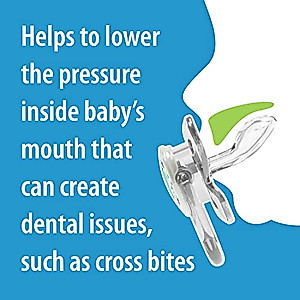 Dr. Brown's PreVent Orthodontic Baby Pacifier, Suction Free Air Channel, Contoured Butterfly Shield is Gentle on Face, Made in USA, Stage 2, 6-18m, 4-Pack, Glow in the Dark - Blue