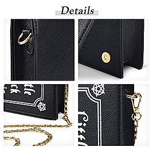 USTYLE Magic Book Shaped Crossbody Bag, Girl Women Fashion Cute Shoulder Bag with Chain Strap (black)