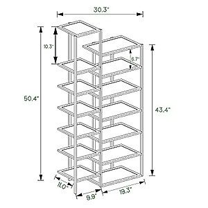 MoNiBloom Bamboo 14 Tier Shoe Rack for Entryway Vertical Double Row Shoe Storage Space Saving Shoe Organizer for 26-30 Pairs Entryway Hallway Corner Bedroom, Brown