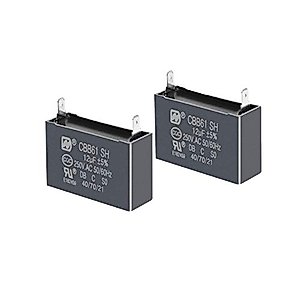 CBB61 Fan Capacitor 12uf 250VAC 50/60Hz Black Metallized Polypropylene Capacitor 50/60Hz (2 Pack)