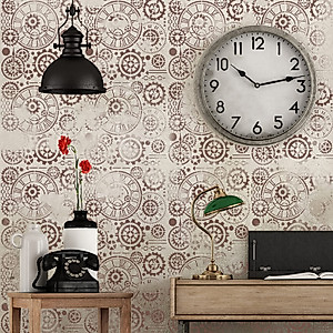 FINGERINSPIRE Gear Stencils for Painting 11.8x11.8 inch Steampunk Stencils Clock Gear Stencil Plastic Gears Pattern Stencil Reusable DIY Art and Craft Stencils for Painting on Wood Wall and Tile