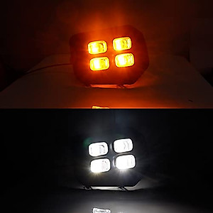 GTINTHEBOX for 2016 2017 2018 2019 2020 2021 2022 Toyota Tacoma 4-Eyes DRL LED Fog Lights Amber Turn Signal Lamps White Daytime Running Lights