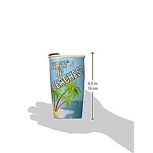 Enesco Margaritaville by Our Name is Mud What's Up Beaches Stoneware Travel Mug, 14 oz, Multicolor