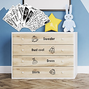 Spakon 9 Sheets Dresser Clothing Decals Dresser Labels Clothes Labels Dresser Decals Dresser Stickers Bedroom Wardrobe Drawer Stickers Removable Organizing Decal