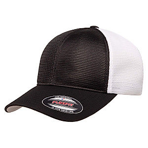 Flexfit Men's 360 Omnimesh Cap, Black/White, L/X-Large