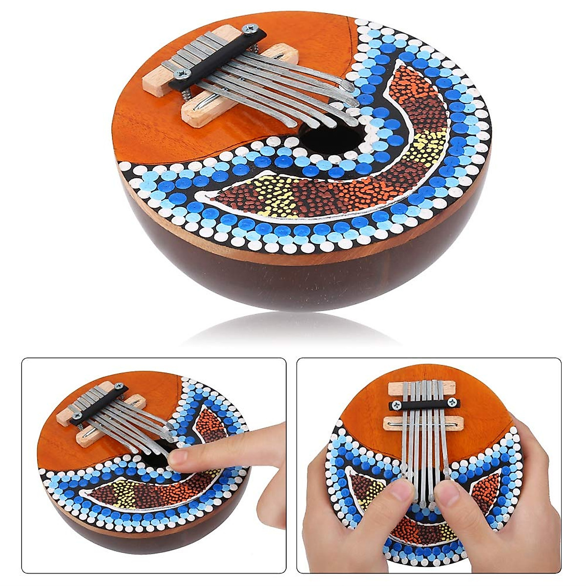 Kalimba Thumb Piano 7 Keys, Portable Mbira Finger Piano Musical Instrument Gifts for Kids and Adults Beginners