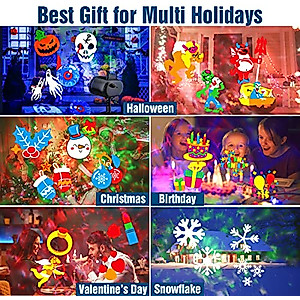 Christmas Lights Projector Outdoor,Holiday Lights Projector with Remote Control Timer, 26 HD Effects (3D Ocean Wave & Patterns) Waterproof Landscape Lights for Halloween Xmas Party Garden Decorations