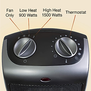 Lasko 754201 Small Portable 1500W Electric Ceramic Space Heater with Tip-Over Safety Switch, Overheat Protection, Thermostat and Extra Long 8-ft Cord for Indoor Ho, 9.2 x 7 x 6 inches, Gray