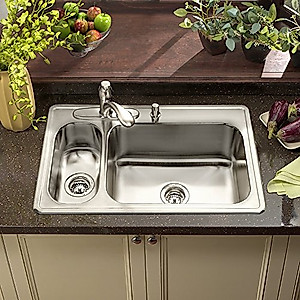 HOUZER LHD-3322-1 Legend 33-by-22-Inch 80/20 Drop-in Double Bowl Stainless Steel Sink