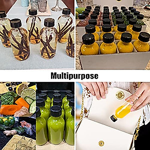 40 Pack, 2 oz Small Glass Bottles with Airtight Lids, 60 ml Empty Clear Sample Boston Bottle/Vials/Containers for Juice, Ginger Shots, Potion, Oils, Liquids - 90 Sticky Labels, Brush, 3Funnels