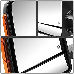 Right Side Black Power Heated Glass Telescoping w/Amber LED Signal Light Side Towing Mirror Compatible with Tundra 07-16