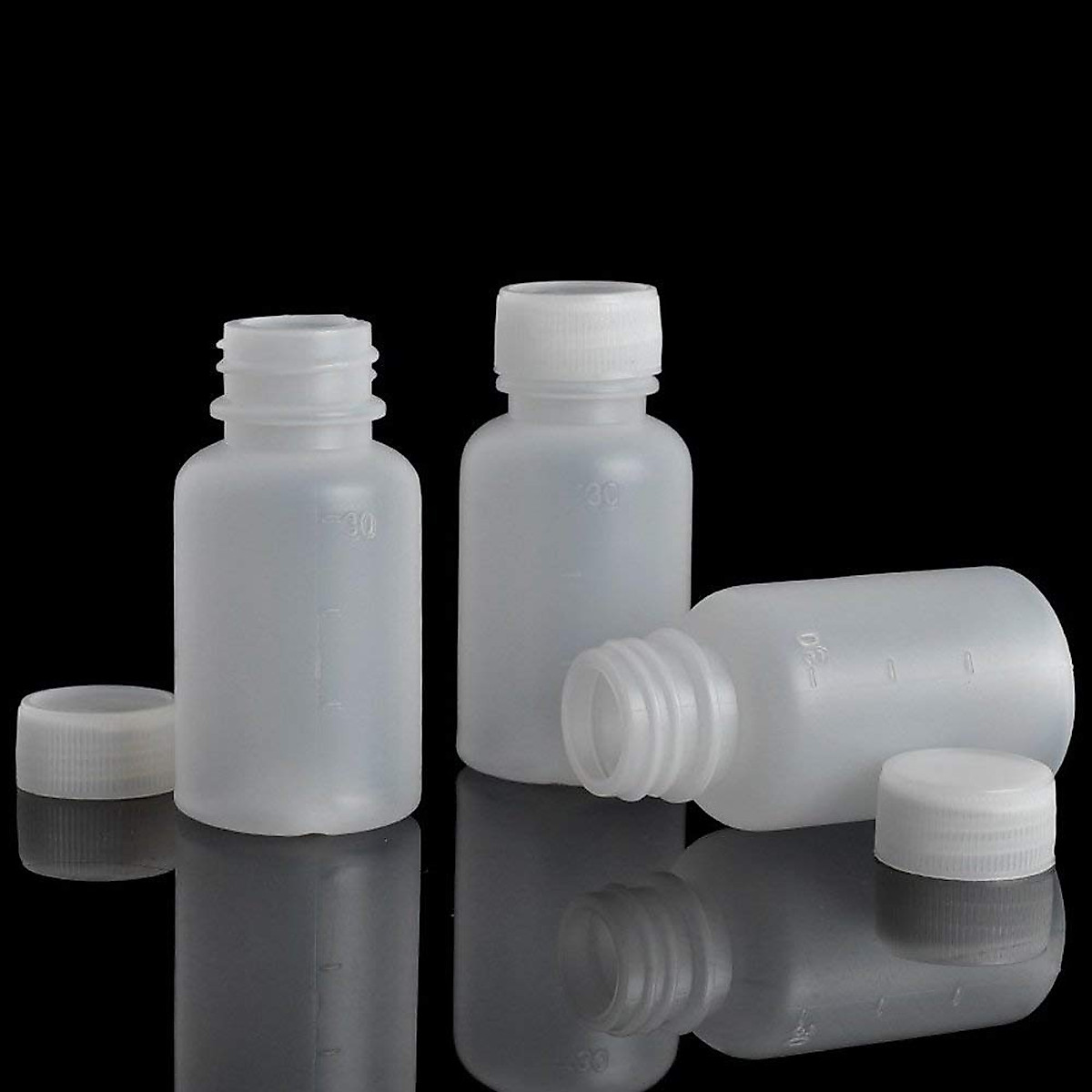 LAZZON Refillable Container Graduated Lab Chemical Container Reagent Bottle Sample Sealing Liquid Medicine Bottle 30ML