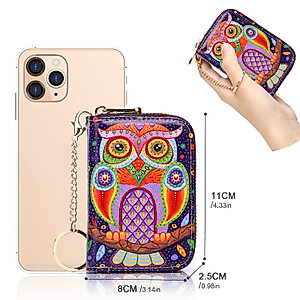 APHISON RFID Credit Card Holder Wallets for Women Leather Cartoon Patterns Zipper Card Case for Ladies Girls/Gift Box 006