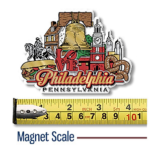 Philadelphia City Magnet by Classic Magnets, Collectible Souvenirs Made in The USA, 3.9" x 2.9"