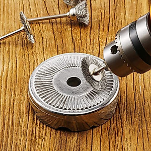 JIUNENG 50Pcs 25mm Stainless Steel Wire Wheel Brush Sets T-Type with 1/8 Inch Shank Polishing Wheels Rotary Tool for Cleaning,Deburring and Surface-Finishing