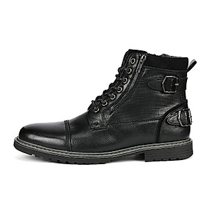 Bruno Marc Men's Motorcycle Boots Oxford Dress Boot,Black,Size 12,PHILLY_10
