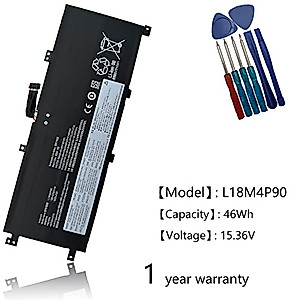 Anepoch L18M4P90 Laptop Battery Replacement for Lenovo ThinkPad L13 Yoga Series Notebook L18C4P90 L18D4P90 02DL030 02DL031 02DL032 SB10T83119 SB10T83120 SB10T83121 15.36V 46Wh 2985mAh