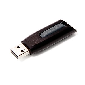 Verbatim 64GB USB 3.0 Store 'n' Go V3 Flash Drive - Cap-Less & PC/Mac Compatible - Gray