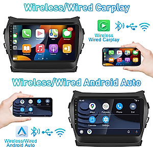 Roinvou [2G+64G] for Hyundai Santa Fe 2013-2017 Car Radio with Wireless Carplay/Android Auto, 9 Inch Android 13 IPS Touch Screen Car Stereo, Bluetooth, GPS, WiFi, SWC, HiFi + AHD Backup Camera