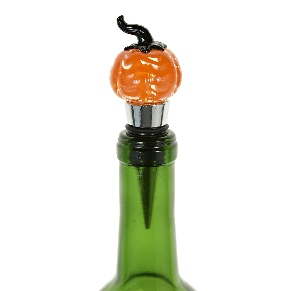 Glass Pumpkin, Halloween Wine Bottle Stopper - Decorative, Unique, Handmade, Eye-Catching Glass Wine Stoppers – Pumpkin Wine Stopper, Fall Wine Accessories Gift for Host/Hostess - Wine Corker / Sealer