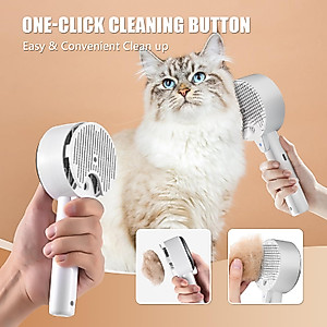 Cloud Care Cat Brush for Indoor Cat Steam Brush for Shedding Spritz Defur Comb for Cats Steam Cat Brush for Long Short Hair Cat Dog Pet Steam Brush for Cats Massage Grooming Self-Cleaning (White)