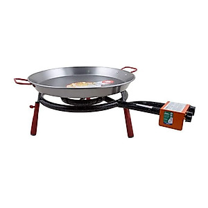 Garcima La Paella Valencia 18-Inch Carbon Steel Paella Pan with 16-Inch Burner Set
