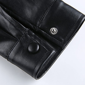 GXFGZZRS Womens Faux Leather Jacket Casual Cropped Motorcycle Coat Snap Front PU Moto Biker Outwear