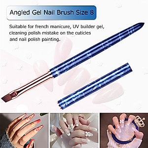 Ycyan 3Pcs Oval & Flat & Angled UV Gel Nail Brush Set, Professional Nail Art Design Brushes for Polygel UV Builder Gel Nails Extension