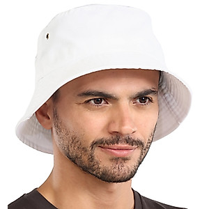 Tough Headwear Summer Bucket Hat - Fisherman Hat - Beach Bucket Hats, Men & Women for Protection White