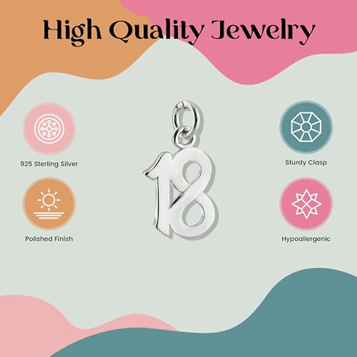 FashionJunkie4Life Number 18 Necklace Women & Men | 18” Sterling Silver Necklace with Number 18 Pendant | Gifts for Sports Lovers or Athlete