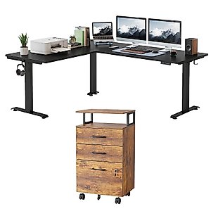 FEZIBO 75 Inch L Shaped Standing Desk with Standing Desk Anti Fatigue Mat