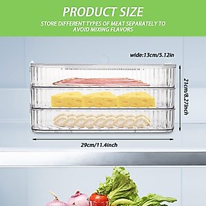 Deli Meat Container for Fridge, 3 Layer Bacon Lunch Meat Container for Refrigerator, Deli Meats Containers with Lids, Storage Boxes with Lid for Cold Cuts, Bacon Storage Box for Fridge