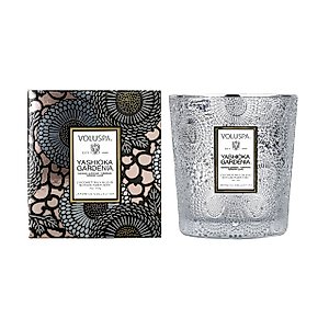 Voluspa Yashioka Gardenia, Classic Boxed Candle, 9 Ounce, 60 Hour Burn Time, All Natural Wicks and Coconut Wax for Clean Burning, Vegan, Poured in The USA