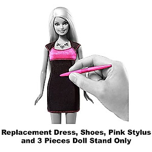 Replacement Parts for Barbie Digital Dress Doll - Y8178 ~ Replacement Parts ~ Includes Dress, Shoes, Pink Stylus and 3 Pieces Doll Stand