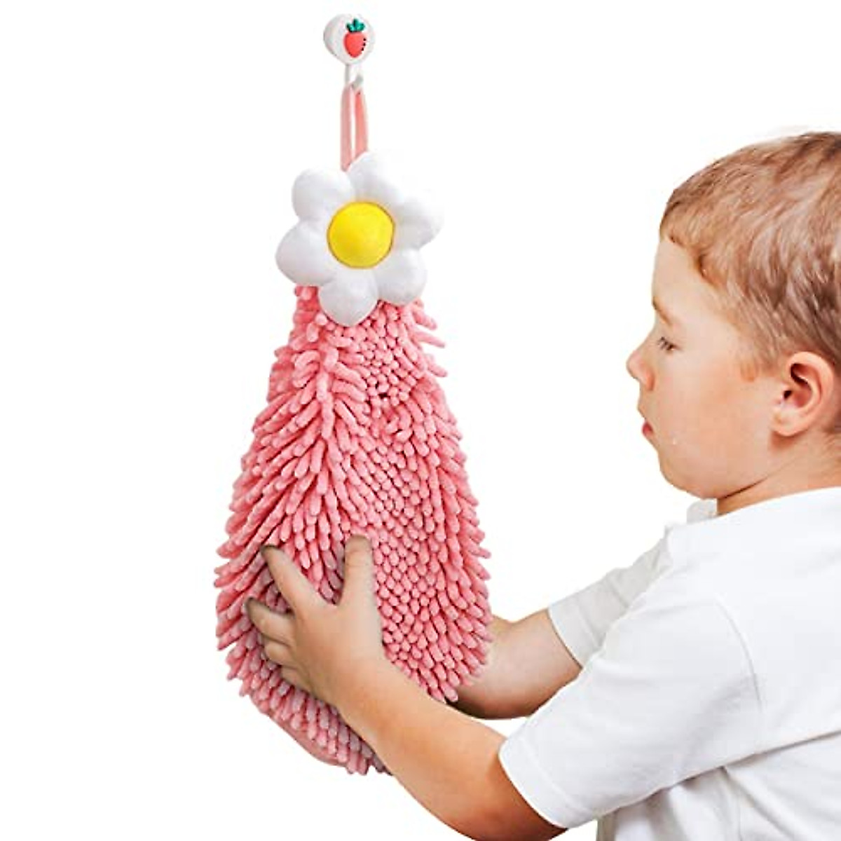 NGUMMS Chenille Hand Towel,Hanging Kitchen Towels,Kids Hand Towels Kitchen Hanging Hand Towels,Quick Dry Flower Towels Funny Cartoon Hand Towel for Kitchen, Absorbent Thick Hand Towel