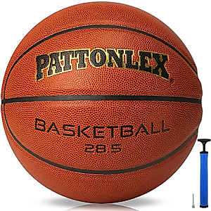 PATTONLEX Indoor/Outdoor Women's Basketball - Size 6 (28.5) Basketball Ball with Pump - Ideal for Girls' Basketball(Brown)