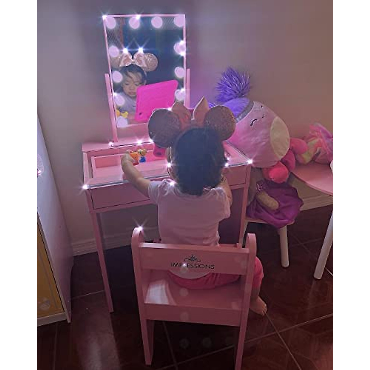 Impressions Vanity Hollywood Tri-Tone XL Makeup Mirror with 12 LED Bulbs, Dressing Mirror with 360 Degree Swivel (White)