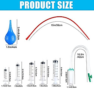 11 Pcs Puppy Kitten Feeding Tube Kit Includes 5 Pcs Kitten Feeding Syringe 5 ML 10 ML 20 ML 30 ML 60 ML 4 Pcs 8 FR Red Feeding Tubes 1Pcs Rubber Suction Device and Air Blowing for Small Animals