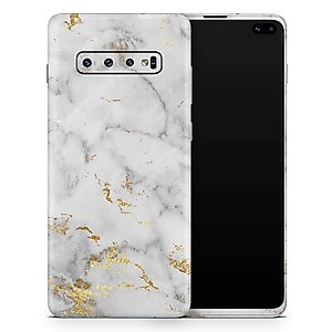 DesignSkinz Marble & Digital Gold Foil V3 Protective Vinyl Decal Wrap Skin Cover Compatible with The Samsung Galaxy S20 (Screen Trim & Back Glass Skin)