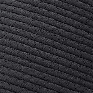 Sea Team Large Cotton Rope Storage Basket with Handles, Woven Storage Bin, Nursery Storage Box, Toys Clothes Organizer, Fabric Pet Storage Basket, Nest for Cat, Dog, 16.5 x 11.8 x 11 inches, Black