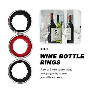 Yardwe 9pcs Wine Bottle Collars Stainless Steel Red Wine Drip Stop Ring Leak- Proof Anti- Overflow Drip Stopper Collars Wine Accessories for Restaurant Kitchen Silver