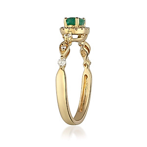 Gin & Grace 14K Yellow Gold Natural Zambian Emerald Ring with Natural Diamonds for Women | Ethically, authentically & organically sourced Oval-Cut Emerald Jewelry for her | Emerald Ring for Women