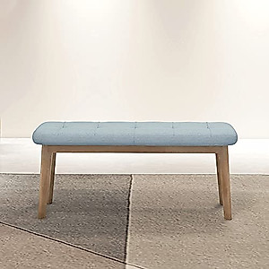 WoodShine Home Wood & Upholstered Bench for Kitchen, Dining Room, Living Room, Entryway, (Natural, 39.4inches)