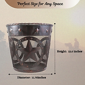 BestGiftEver Rustic Wastebasket with Star Design - Metal Mesh Copper Finish Wastebasket for Western Bathroom Decor, Lodge Cabin Style, Rustic Home Accessories, Rustic Trash Can for Country Homes